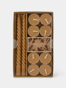 Sinsay - Sada svíček: spirálové stolní svíčky a čajové svíčky 10 pack - hnědá