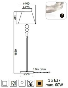 ACA DECOR Stojací lampa OLIVIA max. 60W/E27/230V/IP20