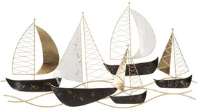 Nástěnná dekorace Mauro Ferretti Boats, 115x5x63 cm, zlatá/černá