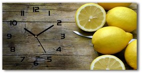 Wallmuralia Skleněné hodiny na stěnu Citrony na stromě 60x30 cm