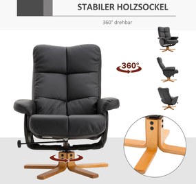 HOMCOM Relaxační Křeslo s Podnožkou, Úložný Prostor, Polstrované TV Křeslo s Funkcí Polohování, 360° Otočné TV Křeslo do Ložnice a Obývacího Pokoj, U…