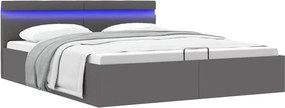 Rám postele LED s úložným prostorem šedý umělá kůže 160x200 cm 285556