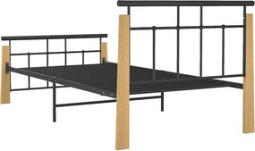 Rám postele kov a masivní dubové dřevo 90 x 200 cm 324897