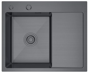 Erga HD, 1-komorový ocelový dřez 580x480x210 mm, levý, grafitová, ERG-MLS-HD5848LB