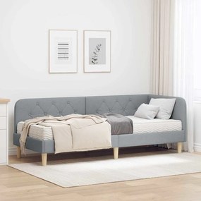 Rohový rám postele Světle šedá 80 x 200 cm textil 3394101