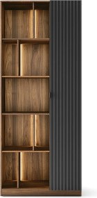 Vitrína s LED osvětlením Radium 16 86 cm ořech Columbia/černá