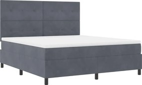Postel s boxspringem s čelo Tmavě šedá 180 x 200 cm samet 3339849