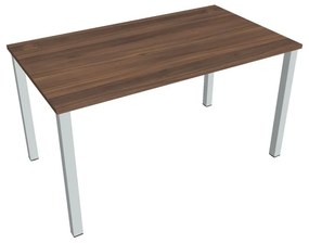 Stůl pracovní rovný 140 cm - Hobis Uni US 1400 Dekor stolové desky: ořech, Barva nohou: Stříbrná