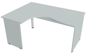 Stůl ergo pravý 160*120 cm - Hobis Gate GE 2005 P Dekor stolové desky: šedá, Dekor lamino podnože: šedá, Barva nohy: stříbrná