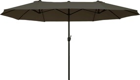 Outsunny Dvojitý Slunečník 455 x 265 cm, UV Ochrana Slunečníku s Ručním Kolečkem, Slunečník na Balkon, Plážový Slunečník Odolný proti Větru, Ochrana p