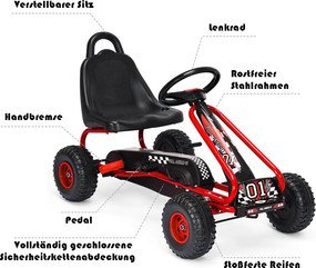 Costway Motokára s nastavitelným sedadlem a ruční brzdou šlapací autíčko