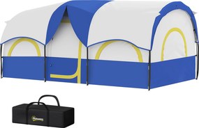 Outsunny Tunneltent, Stan pro 6 Osob se 3 Místnostmi, UV Ochrana, Síťová Okna, Odolný Rodinný Stan s Přenosnou Taškou, 3000mm Voděodolný Skupinový St…