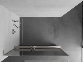 Mexen Kioto+ L, sprchová zástěna Walk-In s poličkou a věšákem 120 x 200 cm, 8mm sklo vzor zrcadlo, broušená ocel profil, 800-120-123-97-50