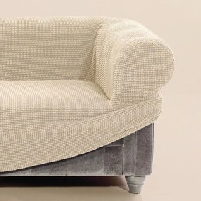 Super strečové potahy NIAGARA smetanová sedačka s otomanem vpravo (š. 200 - 300 cm)