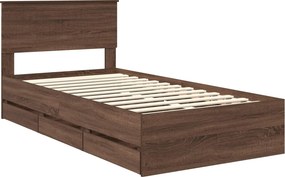 Rám postele se zásuvkou Hnědý dub 100 x 200 cm Inženýrské dřevo 3410741