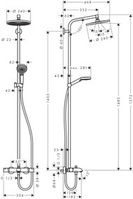 Hansgrohe Crometta S, Showerpipe 240 1jet s vanovým termostatem, chromová, HAN-27320000