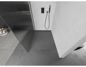 Mexen Kioto L, sprchová zástěna Walk-In 100 x 200 cm, 8mm sklo s žebrovým vzorem, černý profil, 800-100-103-70-09
