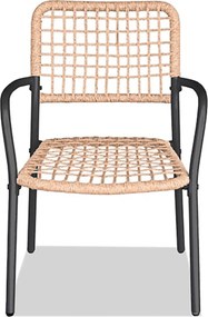 Balkónový set ROMIRA 1+2 - béžový polyratan / šedá kovová konstrukce