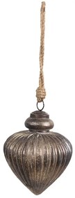 Zlatohnědá vintage skleněná vánoční ozdoba - 8*10 cm