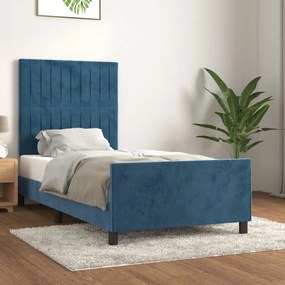 vidaXL Rám postele s čelem tmavě modrý 80x200 cm samet