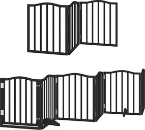 Zábrana pro psy s dvířky skládací 15 panelů černá 750 cm topol 3155599