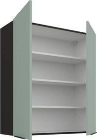 ARIA sc | horní skříňka 80 G-90 2F policová | 80 cm | VYSOKÁ | ANTI FINGERPRINT povrch | černá/aquamarine