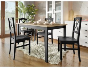 Jídelní stůl se 4 židlemi AL22, Barva dřeva: sonoma-L, Barvy nožiček: černá