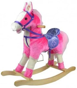 Teddies Kůň houpací růžový plyš na baterie 71 cm