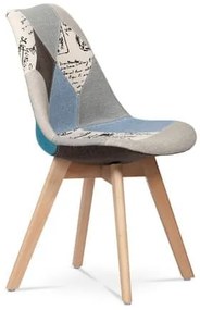 Autronic Moderní žídelní židle Jídelní židle, potah látka patchwork, dřevěné nohy, masiv přírodní buk (CT-764 PW2)