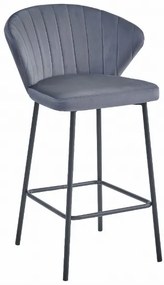 Sametová barová židle Bergamo tmavě šedá