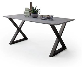 Jídelní stůl Calabria podnož X antracit Rozměr: doska akácie šedá, 2,5 cm 160 x 90