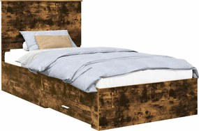 Rám postele s čelo Kouřový dub 100 x 200 cm Kompozitní dřevo 3411345