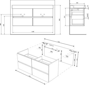Sapho Filena koupelnová skříňka dvojumyvadlová 118 x 51,5 x 43 cm bílá mat FID1212W