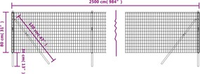 Drátěný plot antracitový 0,8 x 25 m pozinkovaná ocel 154200