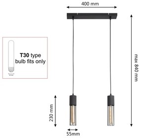 Lustr na lanku MELODY 2xE27/15W/230V černá