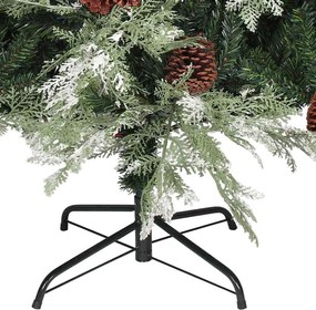 Vánoční stromek s LED a šiškami zelený a bílý 225 cm PVC a PE 3094566