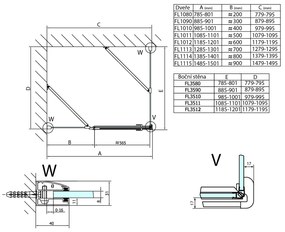 Polysan FORTIS LINE sprchové dveře 1000mm, čiré sklo, pravé - FL1010R