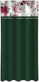 Jednoduchý tmavě zelený závěs s potiskem růžových a vínových pivoněk Šířka: 160 cm | Délka: 270 cm