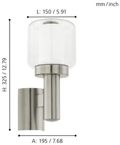 Eglo 95016 - Venkovní nástěnné svítidlo POLIENTO 1xE27/40W IP44