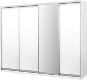 Skříň 4D 2700x2400x600, 3 DTD + 1 zrcadlo, bílá