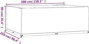 vidaXL Plachta na zahradní nábytek s 16 očky 300x250x90 cm obdélníková [319306]