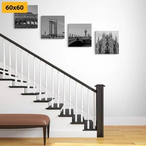 Set obrazů města v černobílém provedení Varianta: 4x 60x60