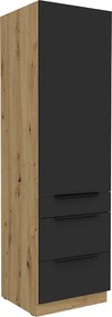 ARIA ac | vysoká skříňka 60 DKS-210 3S1F potravinová | UNI DVÍŘKA | 60 cm | PREMIUM BOX | artisan/černá