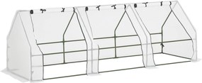 Outsunny Zahradní Skleník 270x90x90 cm s 3 Okny, Ocelová Rámová Zahrada pro Pěstování Rostlin, Květin a Rajčat | Aosom
