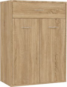 skříňka na boty, botník, 1 zásuvka, 2 dvířka, dřevo, 85x61x36 cm, dub sonoma, Dekorino BB20260062