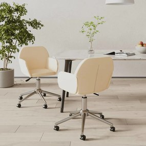 vidaXL Otočné jídelní židle 2 ks textil [3103087] Barva: krémová