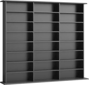 HOMCOM CD regál s 8 úrovněmi a 18 nastavitelnými policemi, úsporné pro 1032 CD/594 DVD/Blu-ray, se 24 přihrádkami, 145x24x126,3 cm, černý