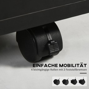 HOMCOM Mobilní kancelářský šuplík se 2 zásuvkami, pojízdný úložný kabinet na kolečkách, otevřená police, kancelářská skříň, pod deskou do kanceláře, …