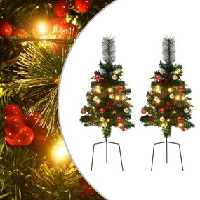 332835 vidaXL Umělé vánoční stromky s LED osvětlením k cestě 2 ks 76 cm PVC