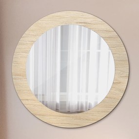 Kulaté zrcadlo tištěný rám Světlé dřevo fi 60 cm